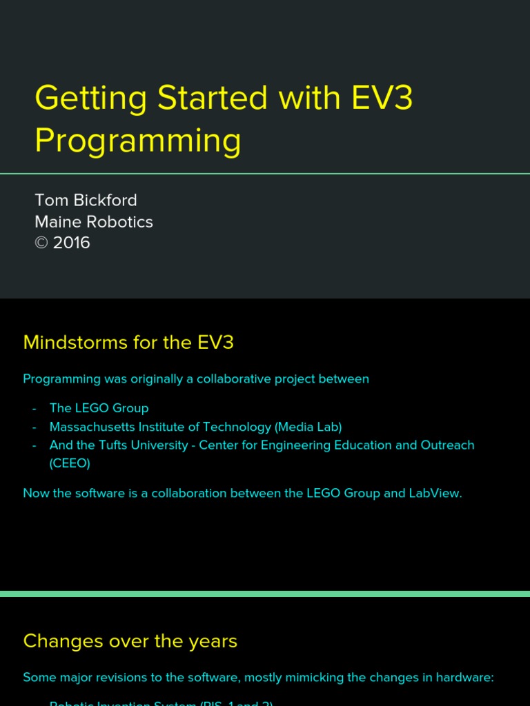 Getting Started With EV3 Programming: Tom Bickford Maine Robotics ...