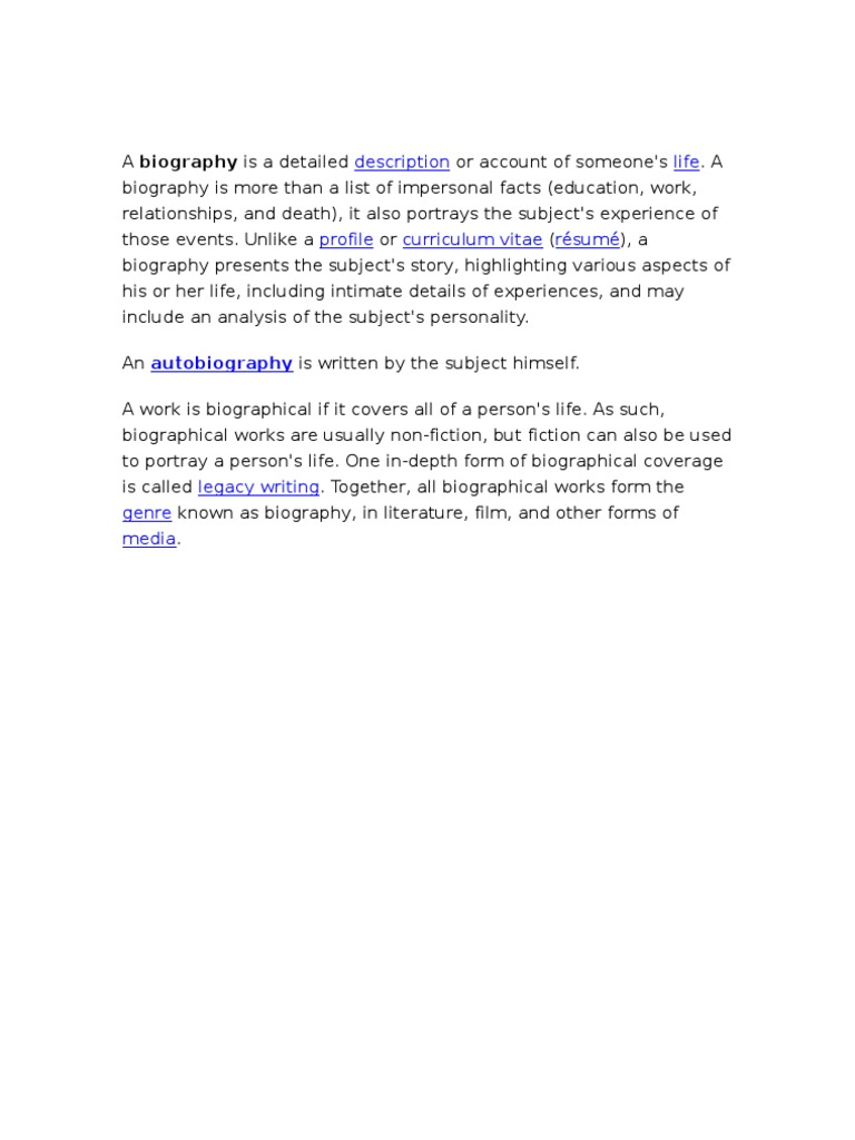Understanding Biography and Autobiography | PDF | General Fiction