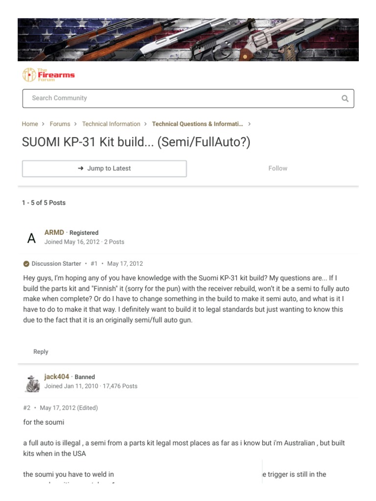 SUOMI KP-31 Kit Build... (Semi - FullAuto - ) - The Firearms Forum ...