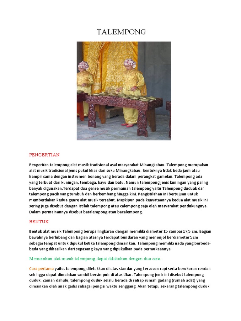 Talempong: Musik Tradisional Minang | PDF