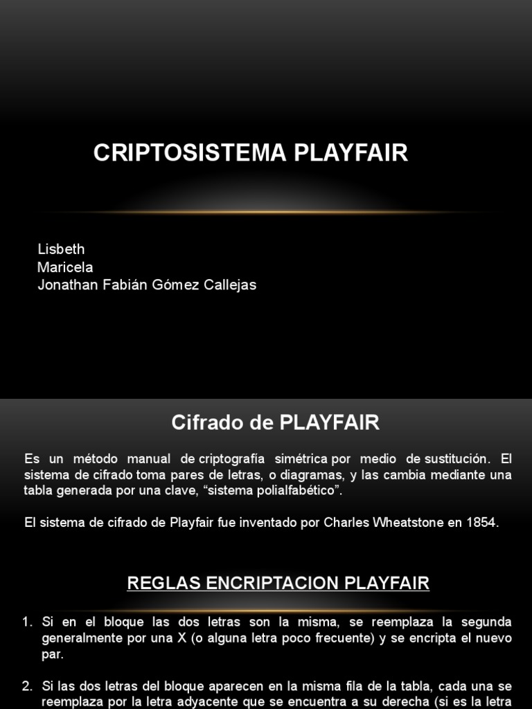 Criptosistema Playfair | PDF | Cifrado | Tecnología de seguridad