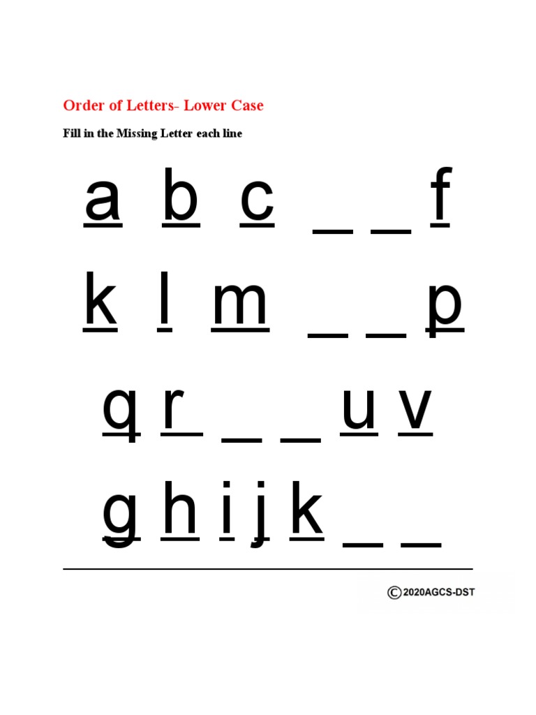 Lowercase Letter Sequence Quiz | PDF