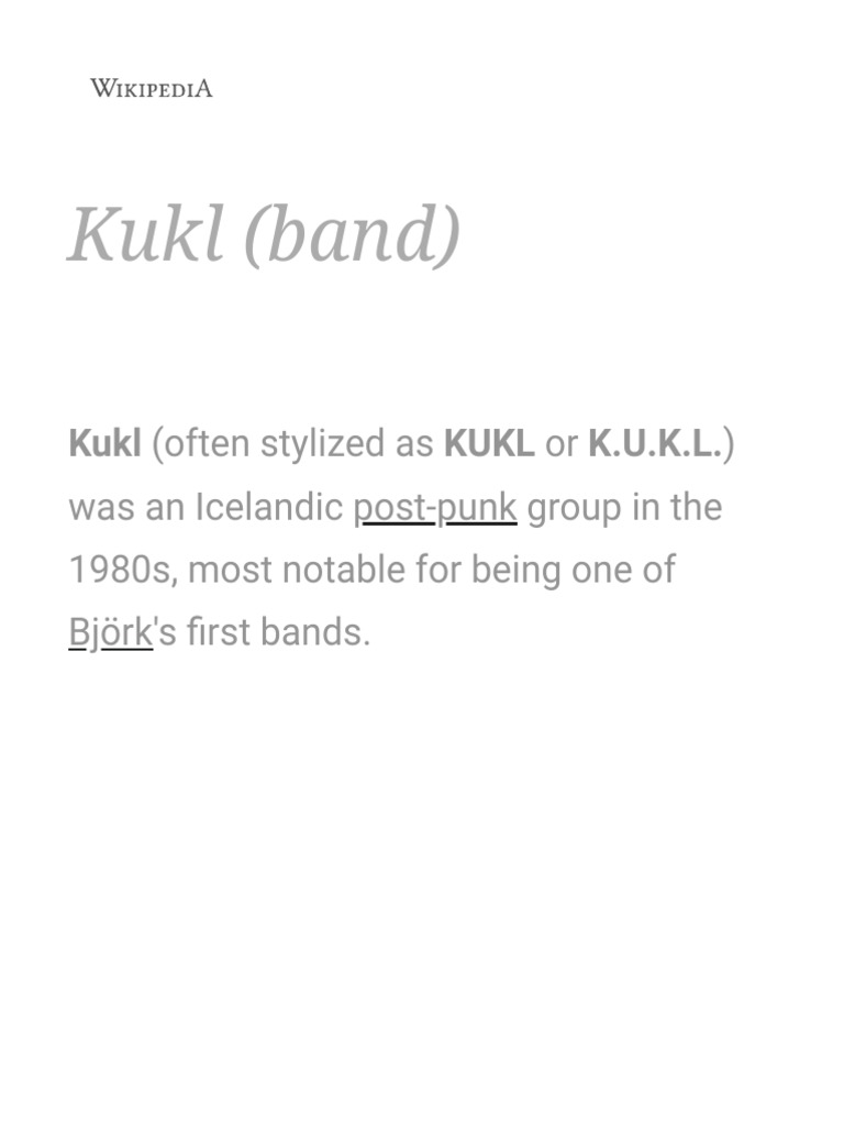 Kukl (Band) : Kukl (Often Stylized As KUKL or K.U.K.L.) | PDF ...