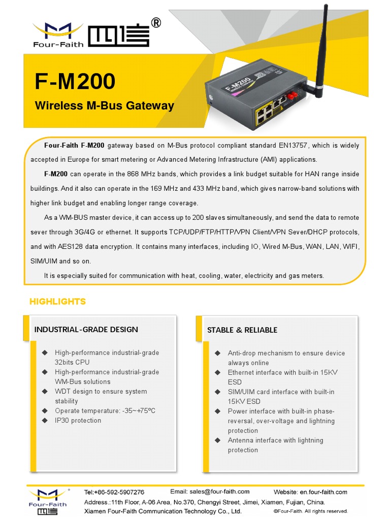 Wireless M-Bus Gateway | Download Free PDF | High Speed Packet Access ...
