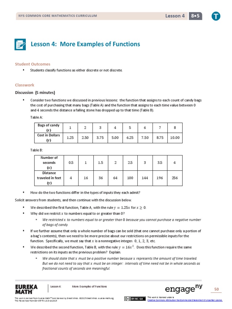 Math g8 m5 Topic A Lesson 4 Teacher | PDF | Function (Mathematics ...
