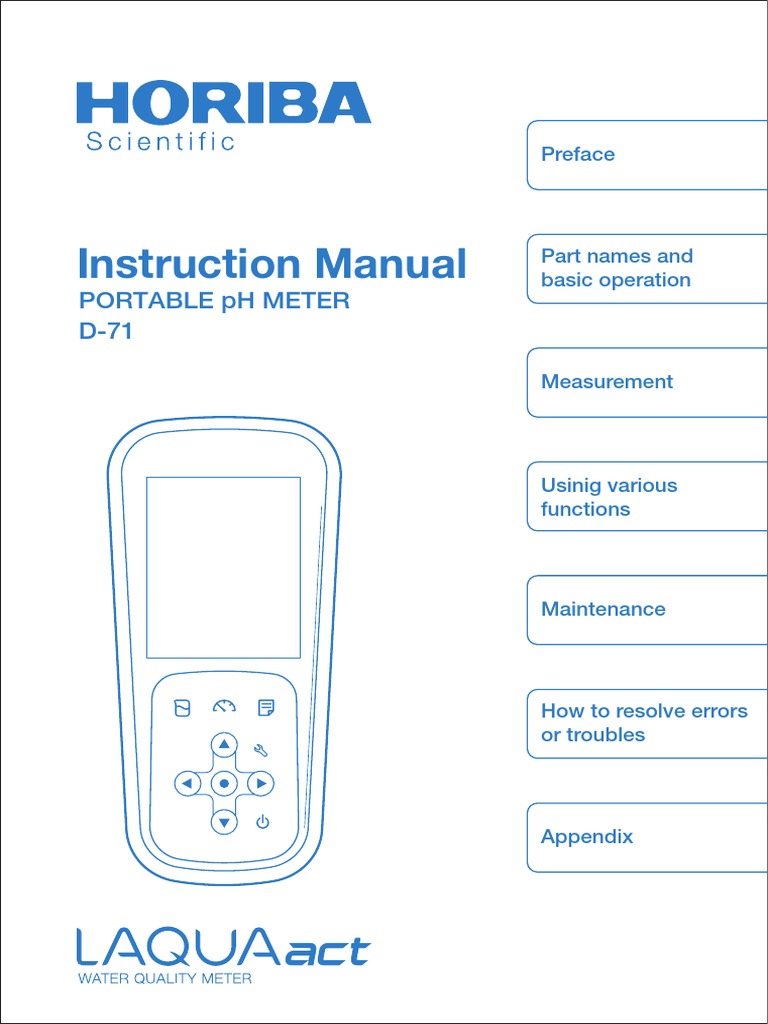 Instruction Manual: Portable PH Meter D-71 | Download Free PDF | Ph ...