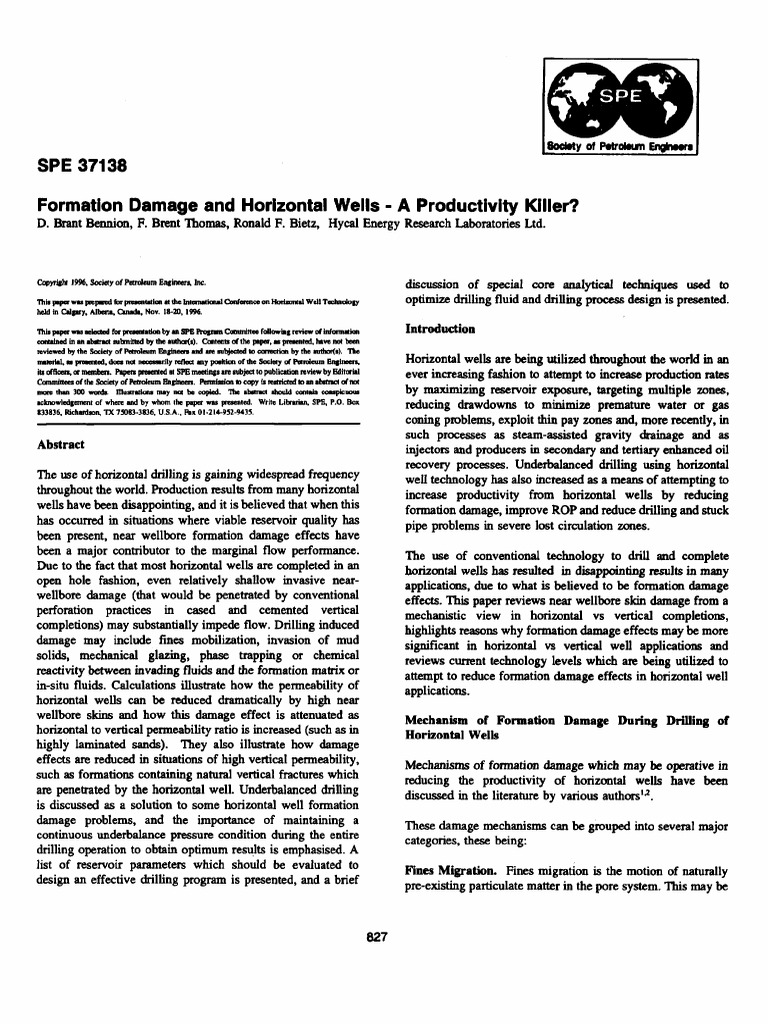 Formation Damage and Horizontal Wells | PDF | Oil Well | Petroleum ...