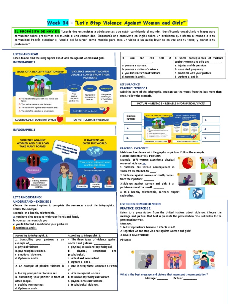 Week 34 - "Let's Stop Violence Against Women and Girls ": Listen and ...