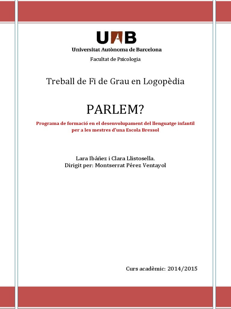 Parlem Formació en Llenguatge Escola Bressol | PDF