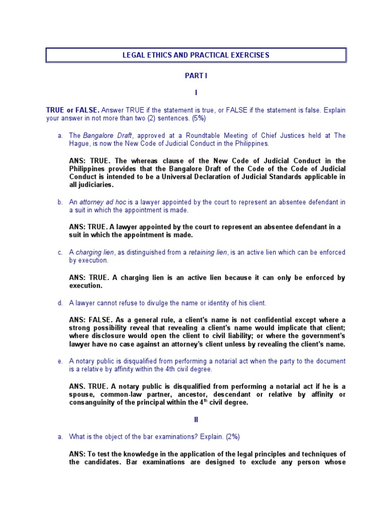 2009 Bar Q&A in Legal Ethics | PDF | Lawyer | Law School