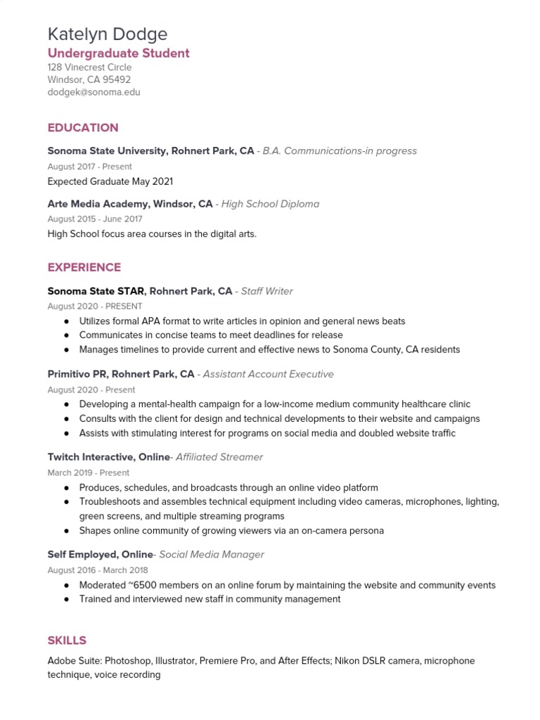 Katelyn Dodge Resume | PDF