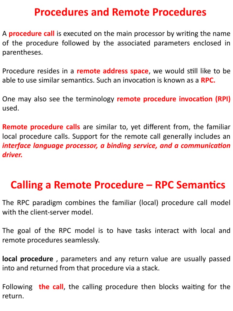 Procedures And Remote Procedures Procedure Call Pdf Server Computing Subroutine