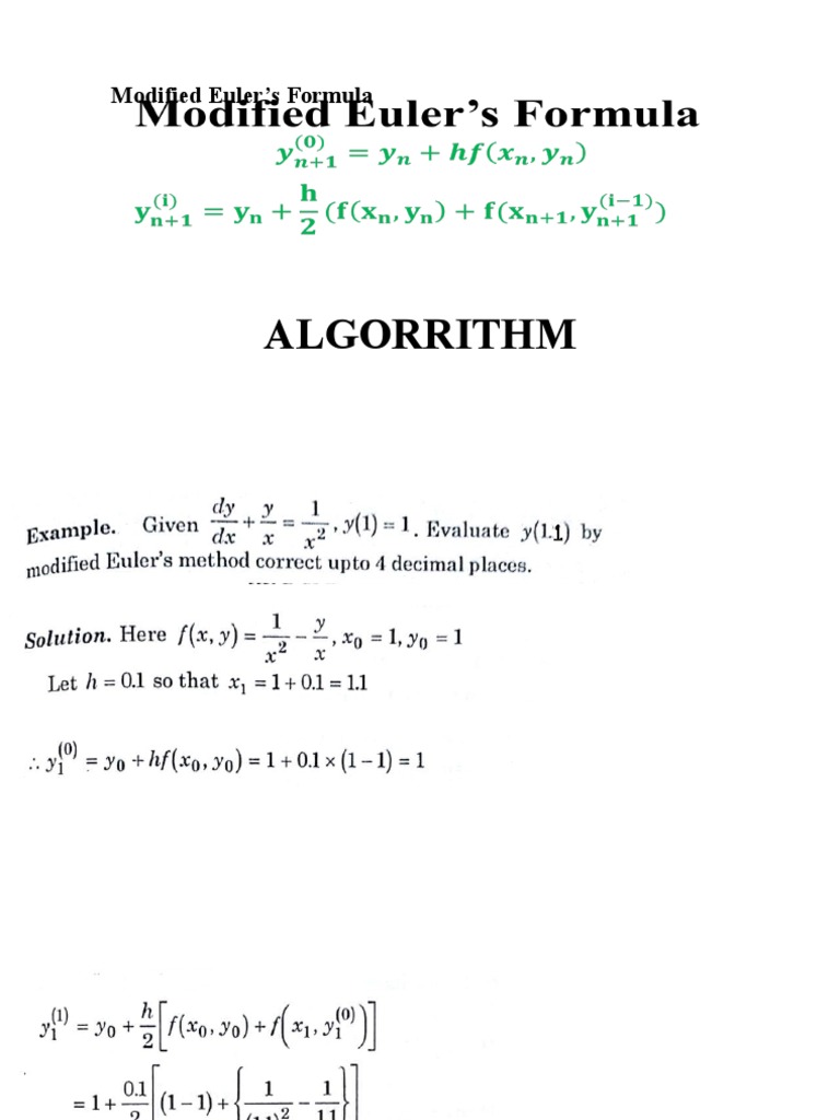 Algorrithm: Modified Euler's Formula | PDF