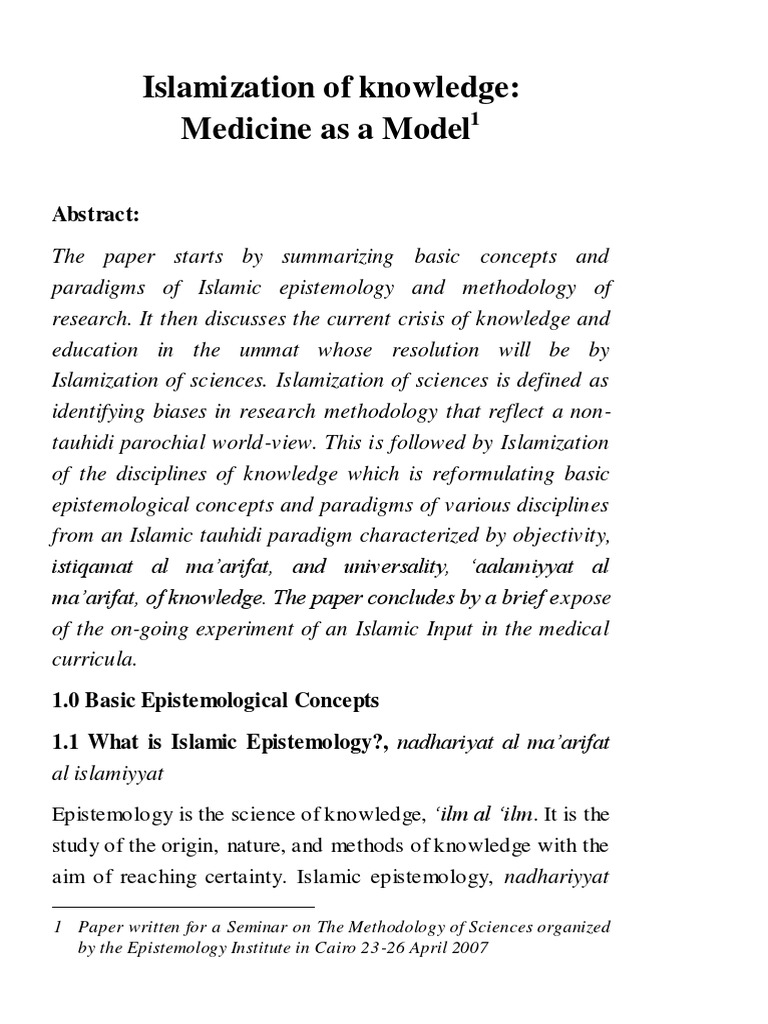 Islamization of Knowledge Medicine As A Model | PDF | Science | Medicine