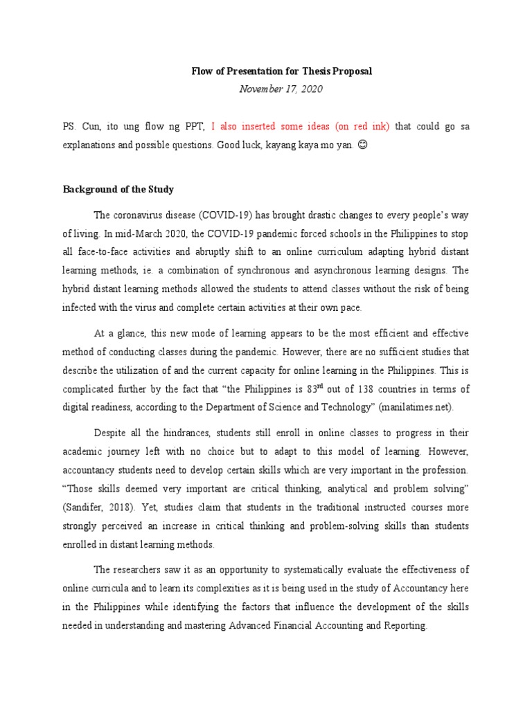 Flow of Presentation For Thesis Proposal | PDF | Educational Technology ...