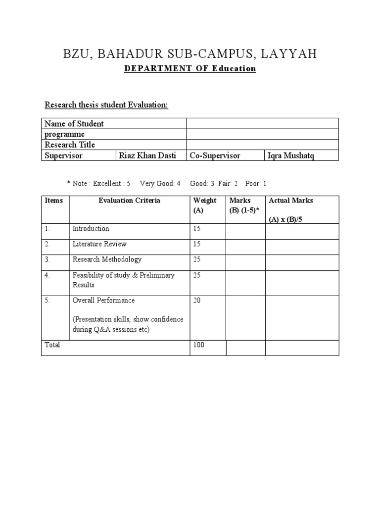 Research Evaluation Form | PDF