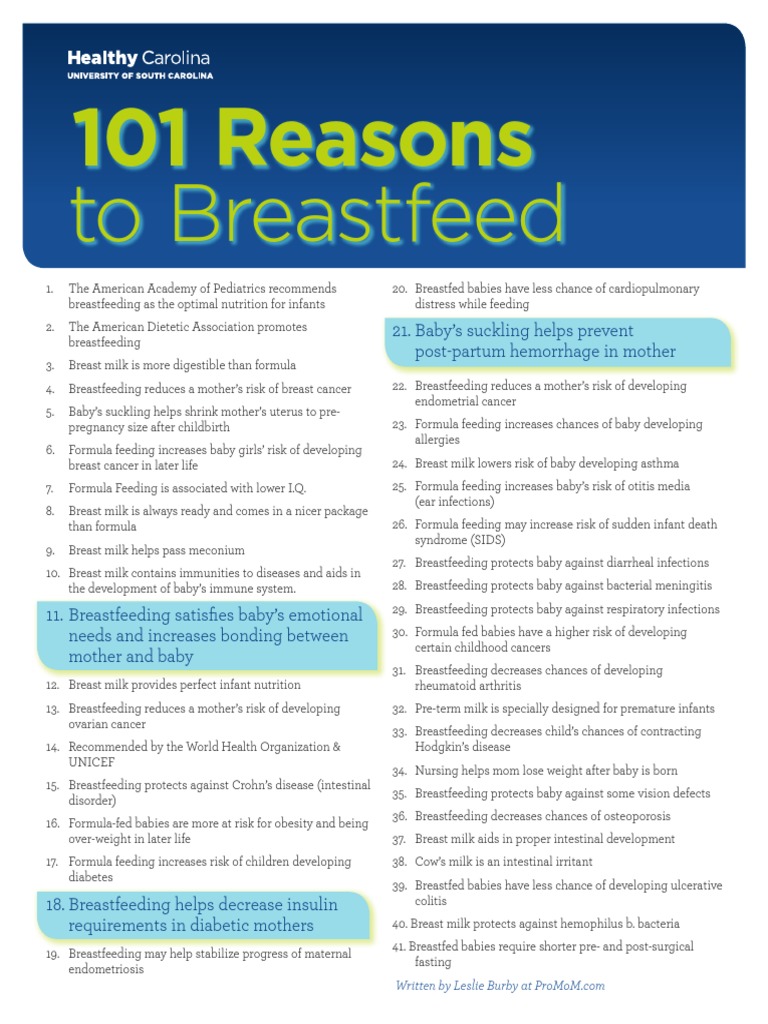 101 Reasons To Breastfeed | PDF | Breastfeeding | Breast Milk 101 Reasons To Breastfeed | PDF | Breastfeeding | Breast Milk