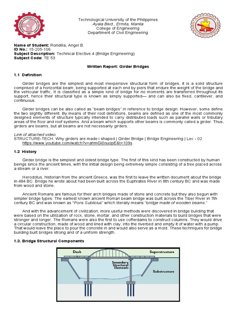 Girder Bridge - Written Report | PDF | Bridge | Beam (Structure)