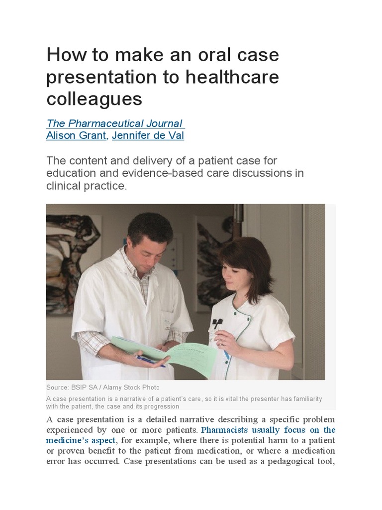 How To Make An Oral Case Presentation To Healthcare Colleagues | PDF | Asthma | Evidence Based ...