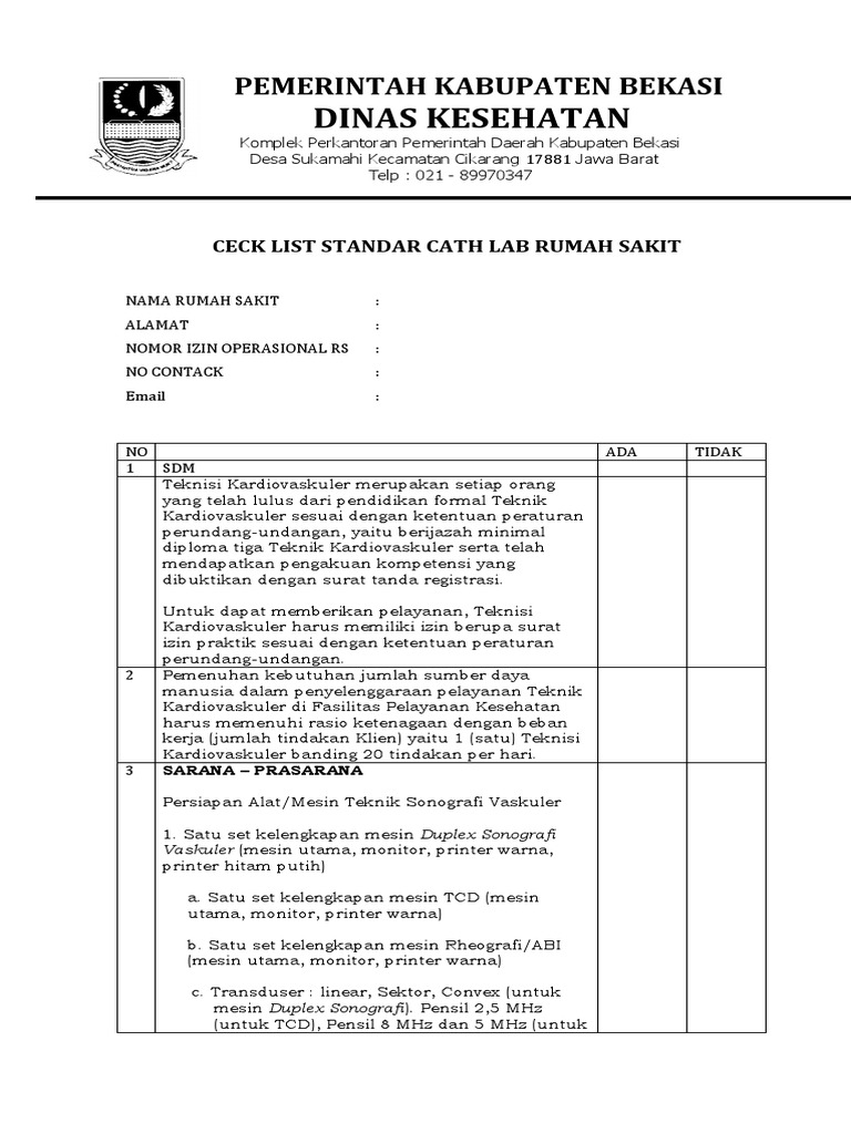 Standar Perizinan Cath Lab RS | PDF