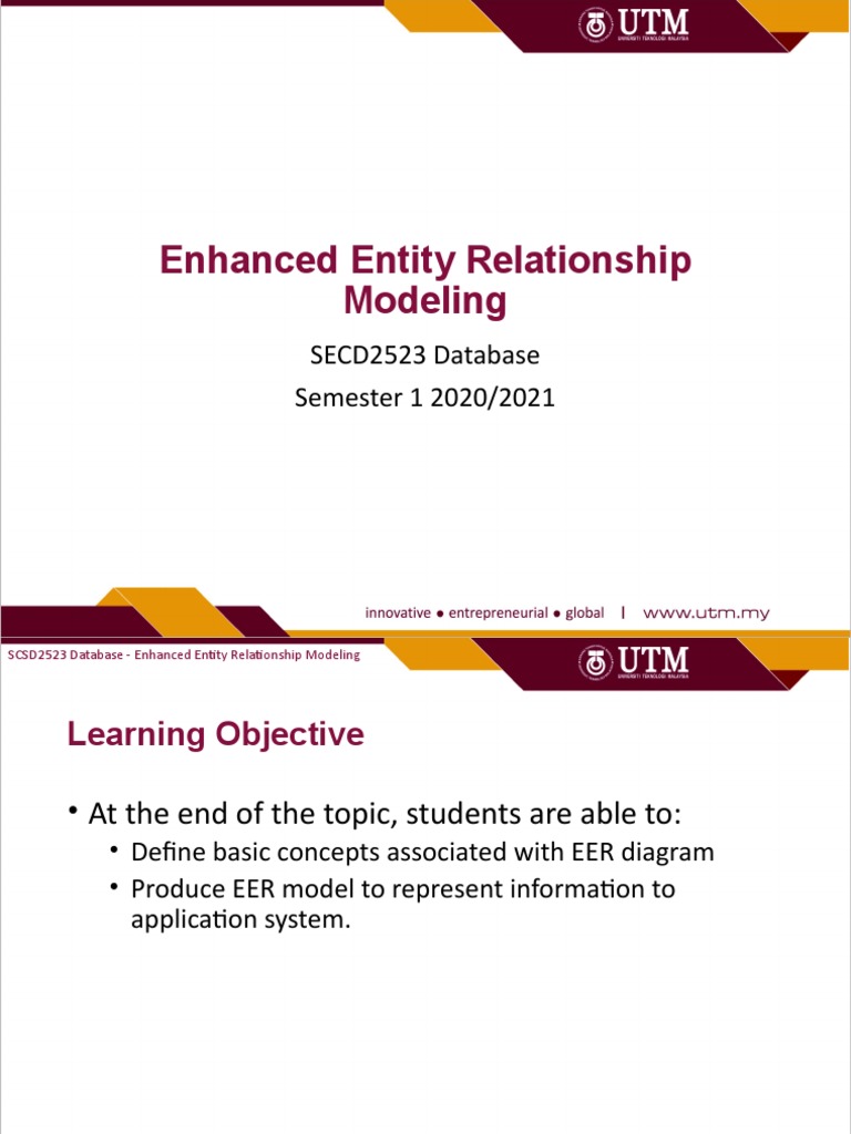 Enhanced Entity Relationship Modeling: SECD2523 Database Semester 1 2020/2021 | PDF ...