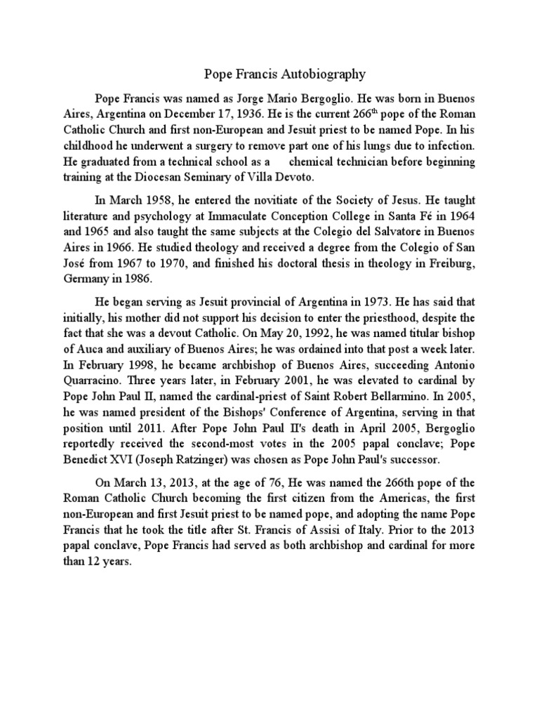 Pope Francis Biography | PDF