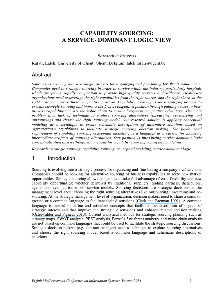 Capability Sourcing: A Service-Dominant Logic View | PDF | Competitive ...