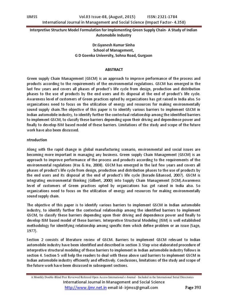 Interpretive Structure Model Formulation Pdf Pdf Supply Chain Management Open Access