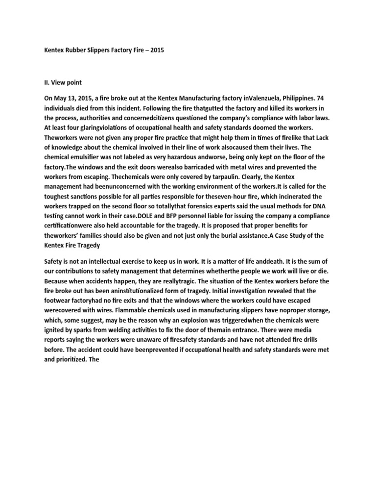 Kentex Factory Fire: Safety Violations Exposed | PDF | Occupational ...