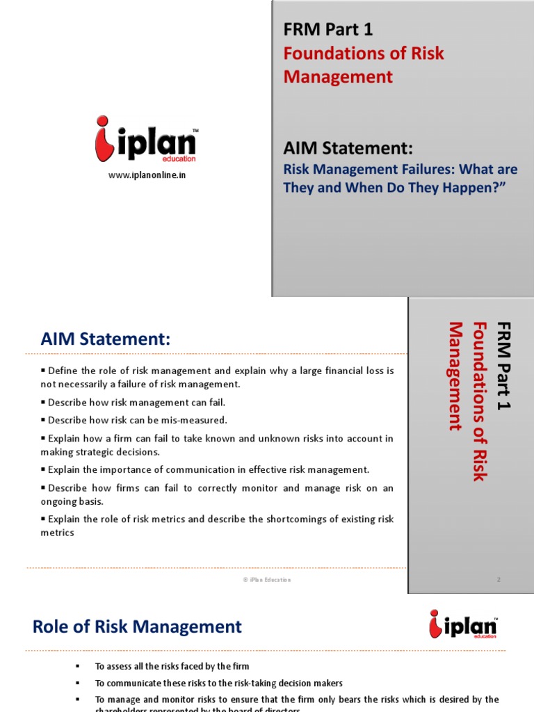 Foundations of Risk Management: FRM Part 1 | PDF | Value At Risk | Risk