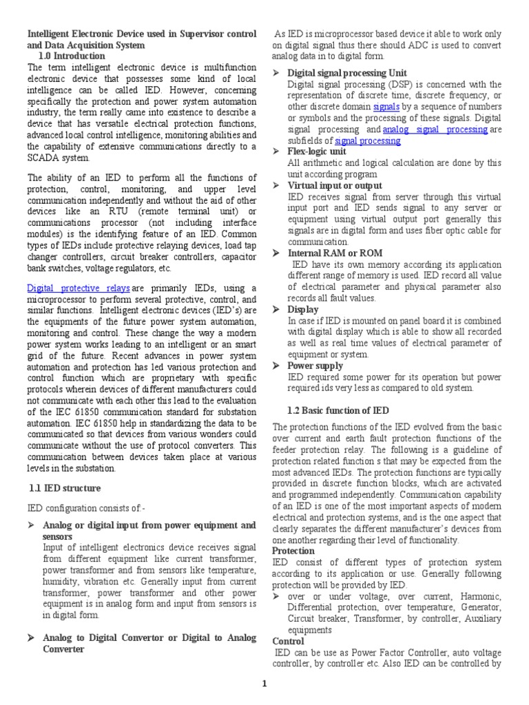 IED Word Paper | PDF | Electrical Substation | Digital Signal Processing