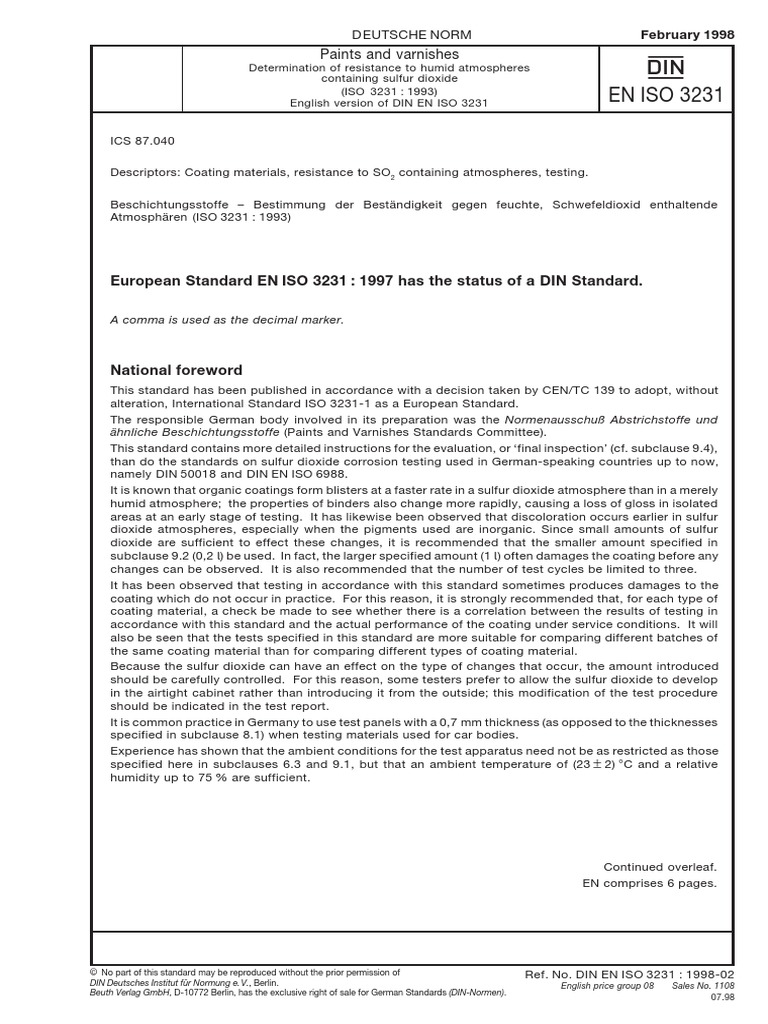 En Iso 3231-1998 PDF | PDF | Standards Organization | International Organization For Standardization