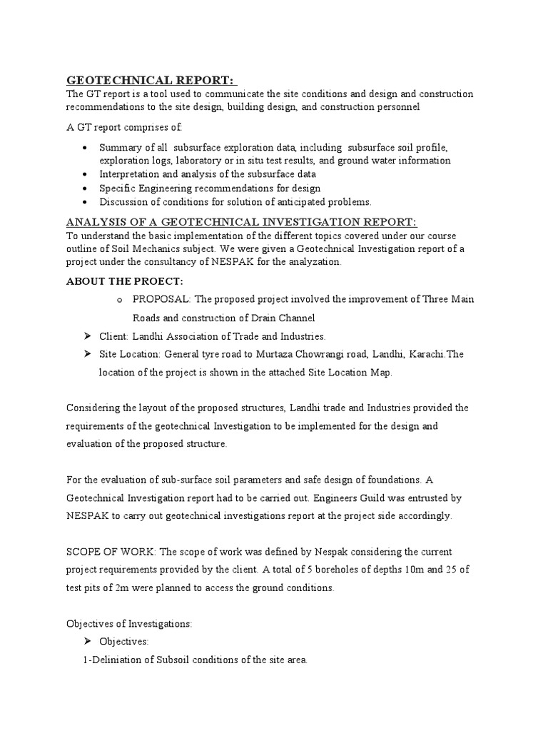 Geotechnical Investigation Report | PDF | Geotechnical Engineering ...