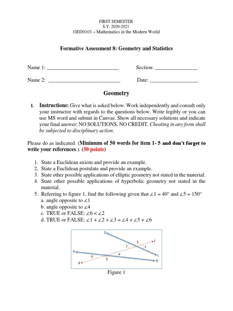 Formative Assessment 8 - Geometry&stat PDF | PDF | Euclidean Geometry ...