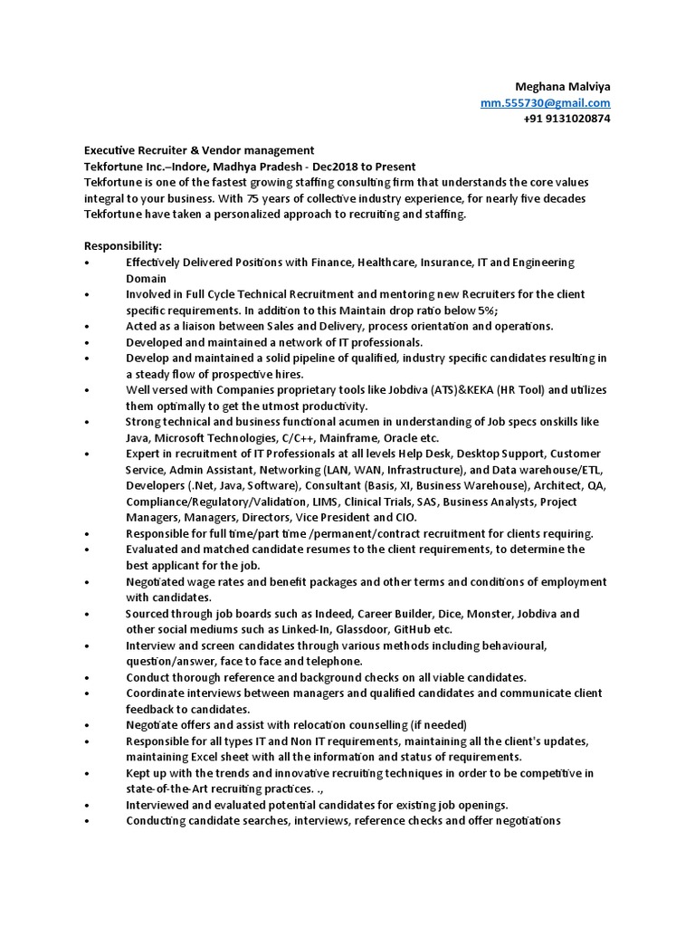 Meghana Malviya - Resume | PDF | H 1 B Visa | Consultant