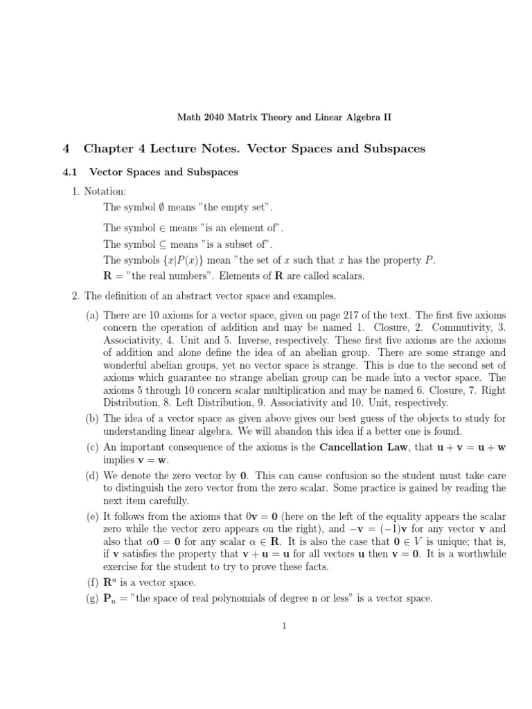 Vector Spaces PDF | PDF | Linear Map | Vector Space