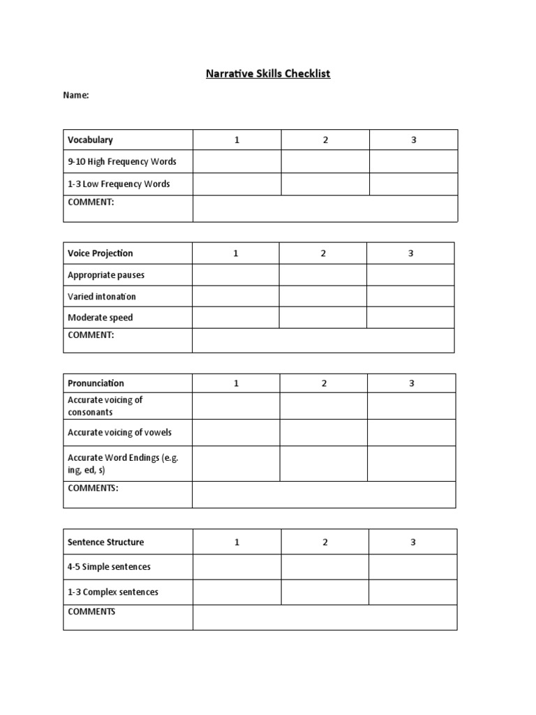 Narrative Skills Checklist | PDF