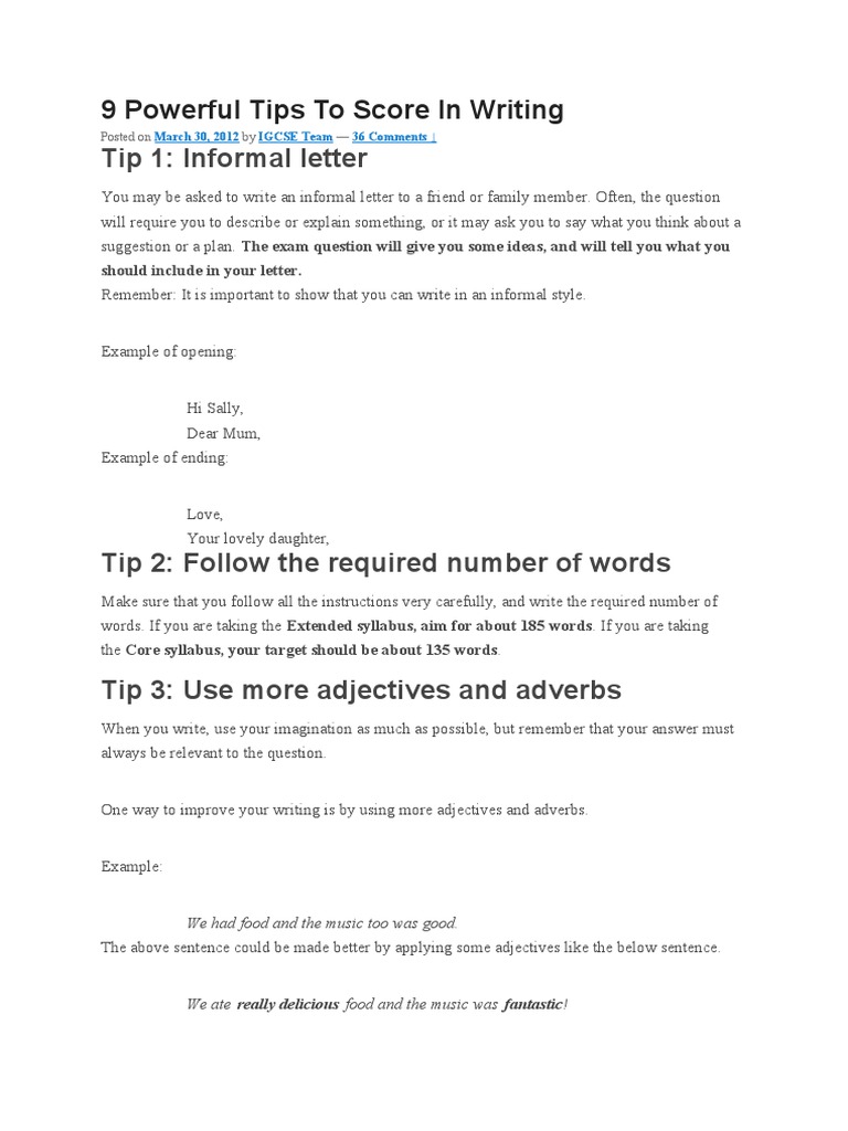 9 Powerful Tips To Score in Writing | PDF | Question | Test (Assessment)