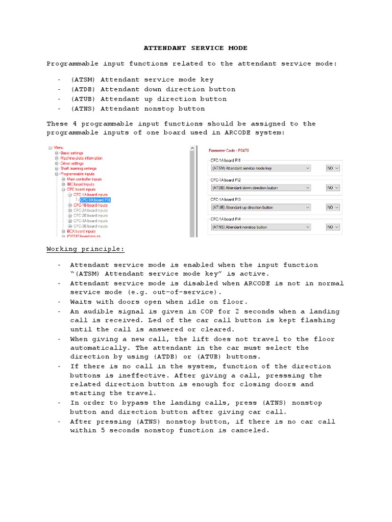 ARCODE Attendant Service Mode - en | PDF