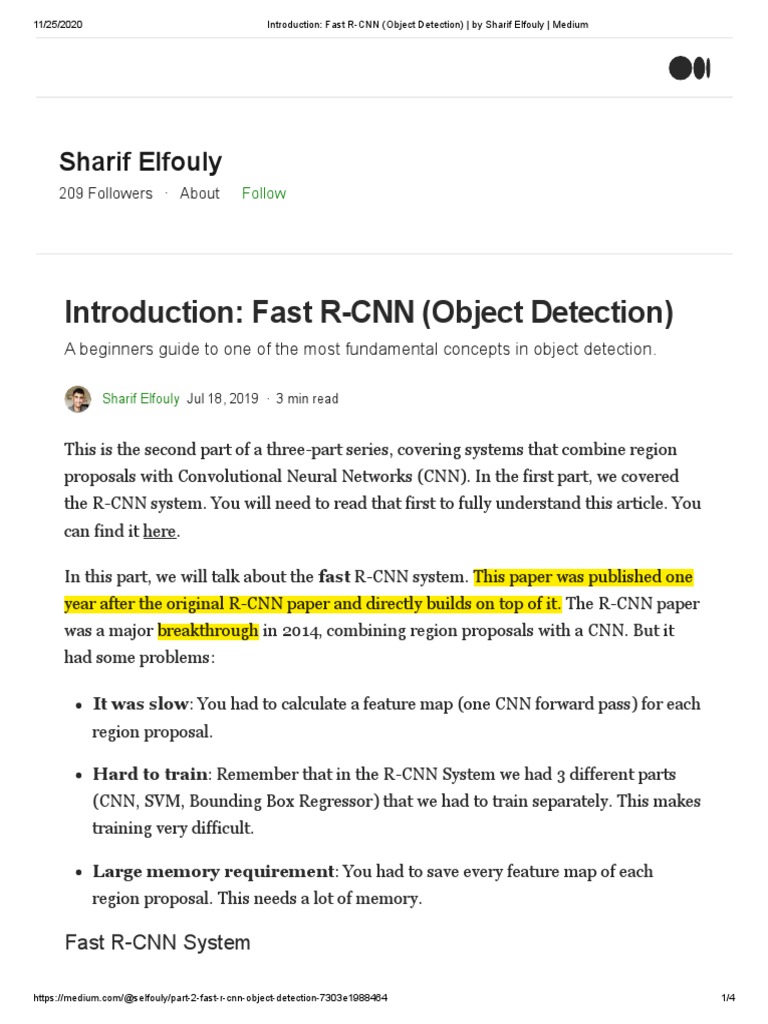 Introduction - Fast R-CNN (Object Detection) - by Sharif Elfouly - Medium | PDF | Emerging ...