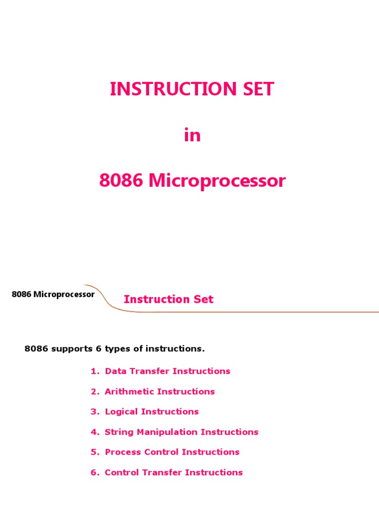 8086 - Instruction Set | PDF | Central Processing Unit | Integrated Circuit 8086 - Instruction Set | PDF | Central Processing Unit | Integrated Circuit
