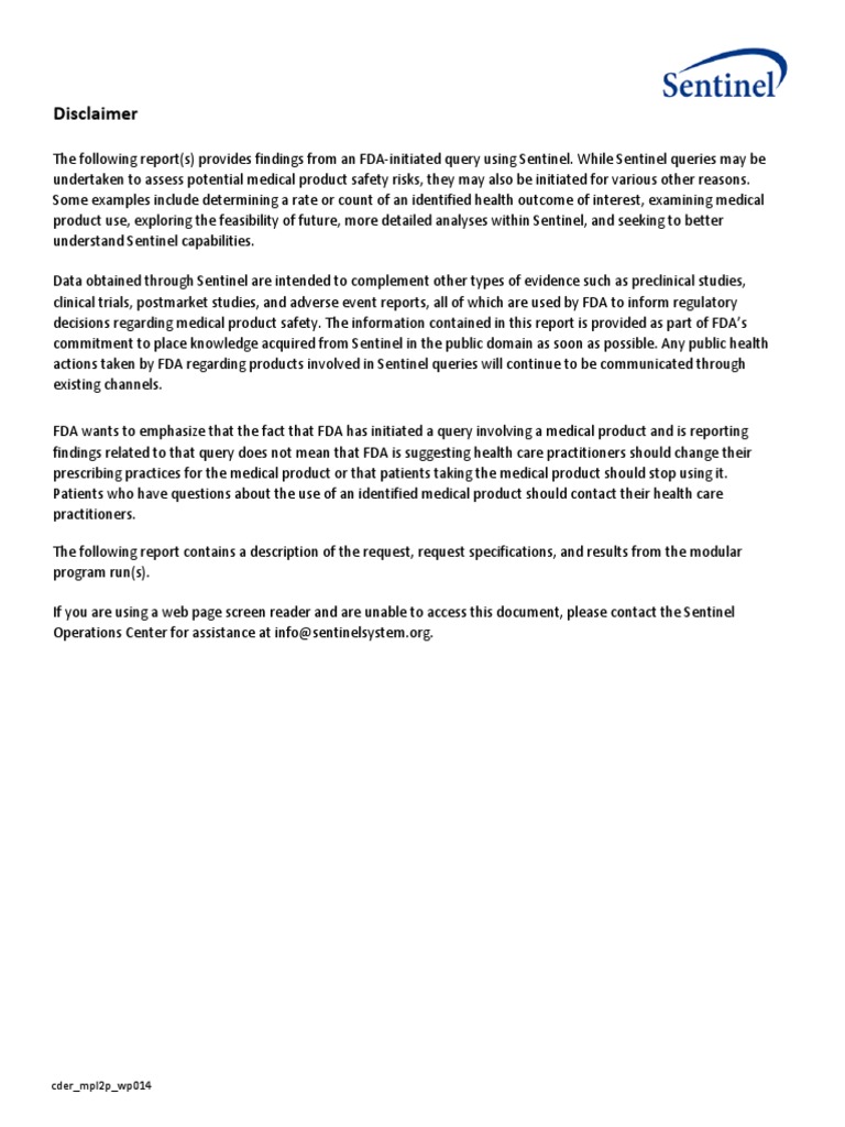 Sentinel Report Cder mpl2p wp014 NSDP v01 Part2nnnnn | PDF | Asthma ...