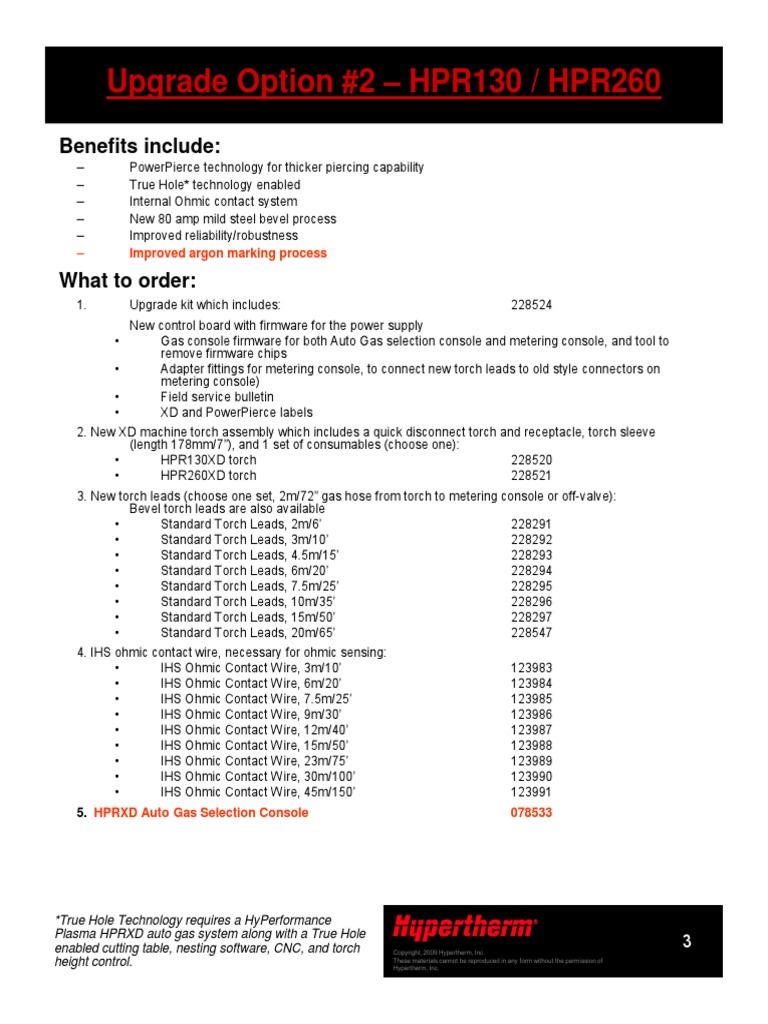 Upgrade Option #2 - HPR130 / HPR260: Benefits Include | PDF ...