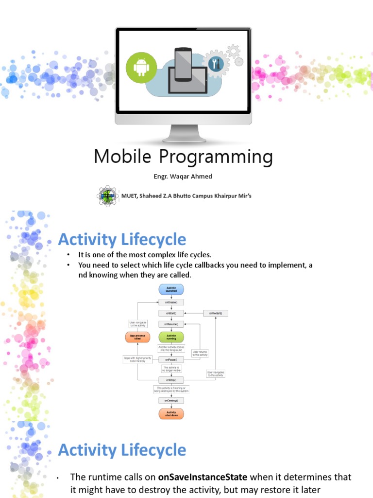 Mobile Programming: Engr. Waqar Ahmed | PDF | Android (Operating System) | Java (Programming ...