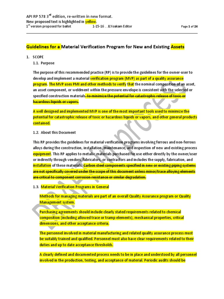 API RP 578 3rd Edition, Re-Written in New Format | PDF | Emission Spectrum | Verification And ...