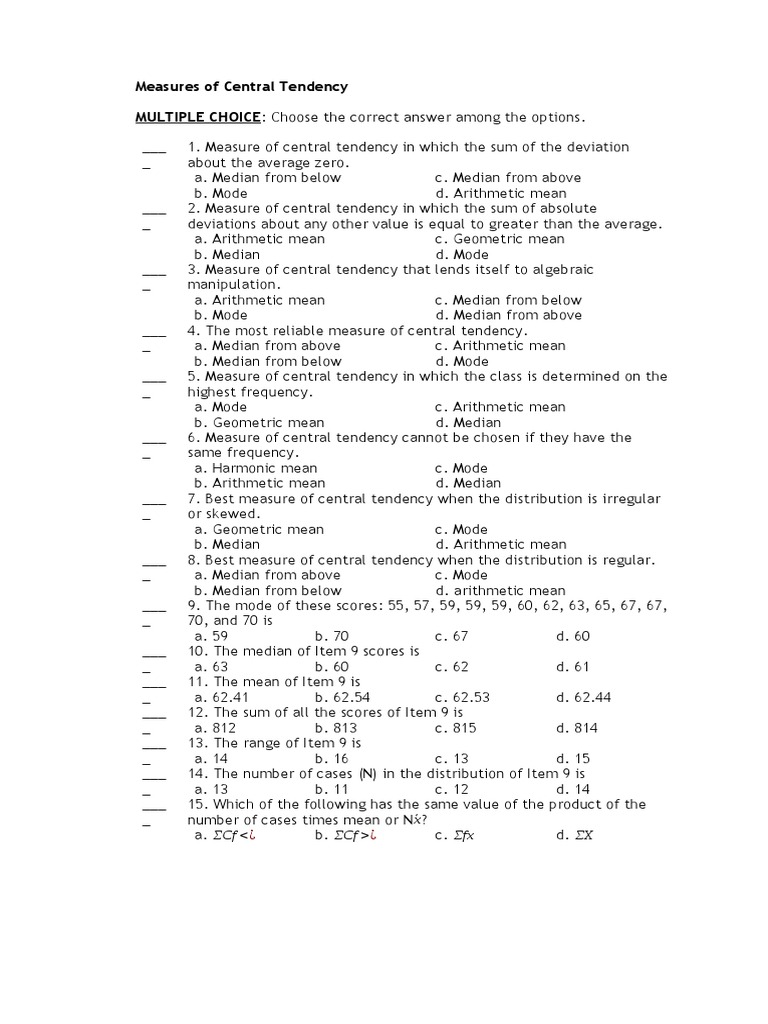 Summative Test Modules 1-4 | Download Free PDF | Mean | Average