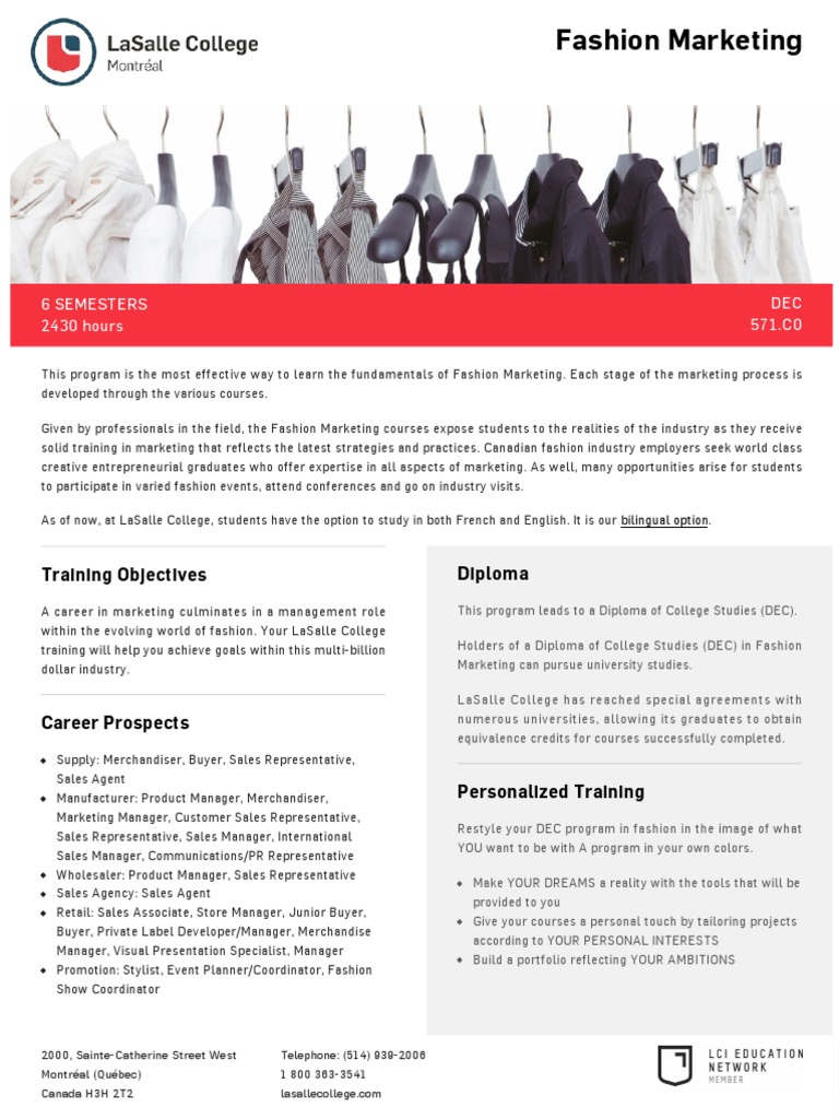 Fashion Marketing: DEC 571.C0 6 Semesters 2430 Hours | PDF | Sales ...