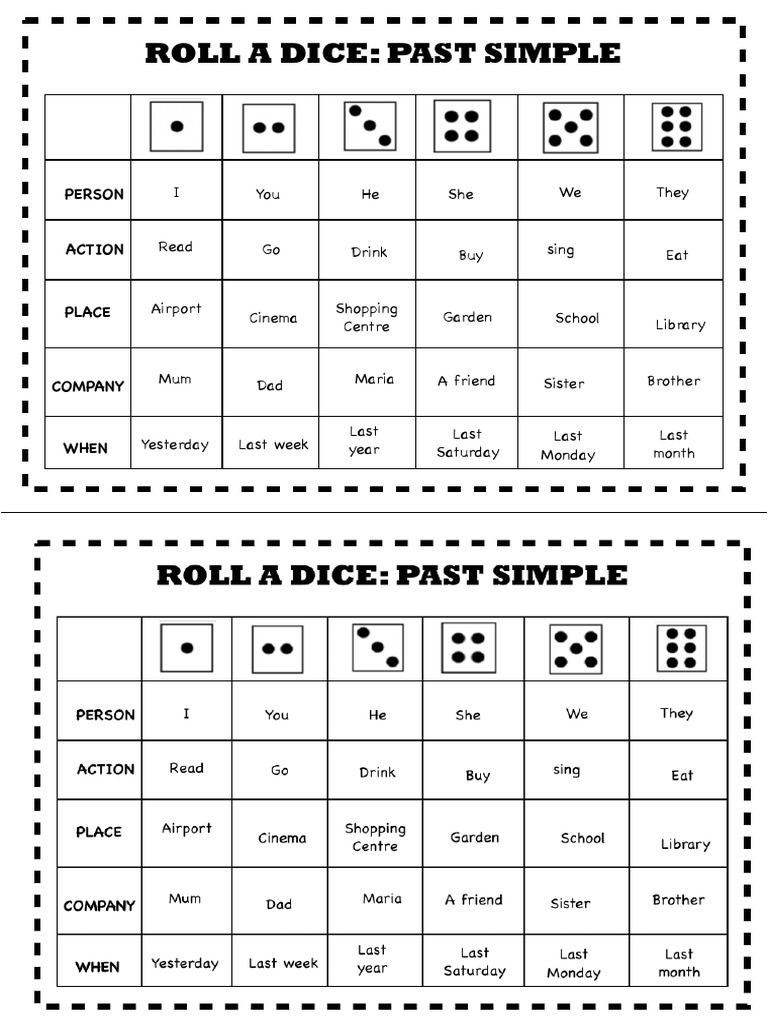 Roll A Dice: Past Simple | PDF