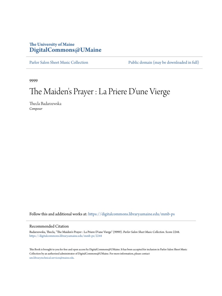 The Maidens Prayer La Priere Dune Vierge | PDF