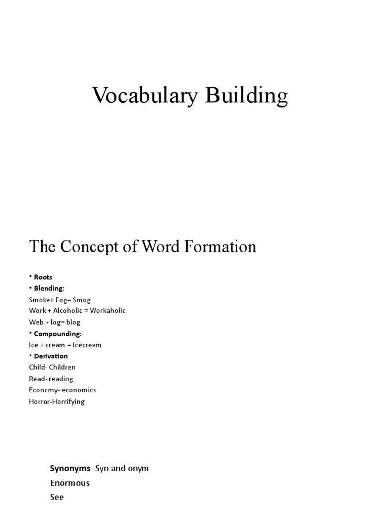 Vocabulary Building | PDF | Semantic Units | Lexical Semantics